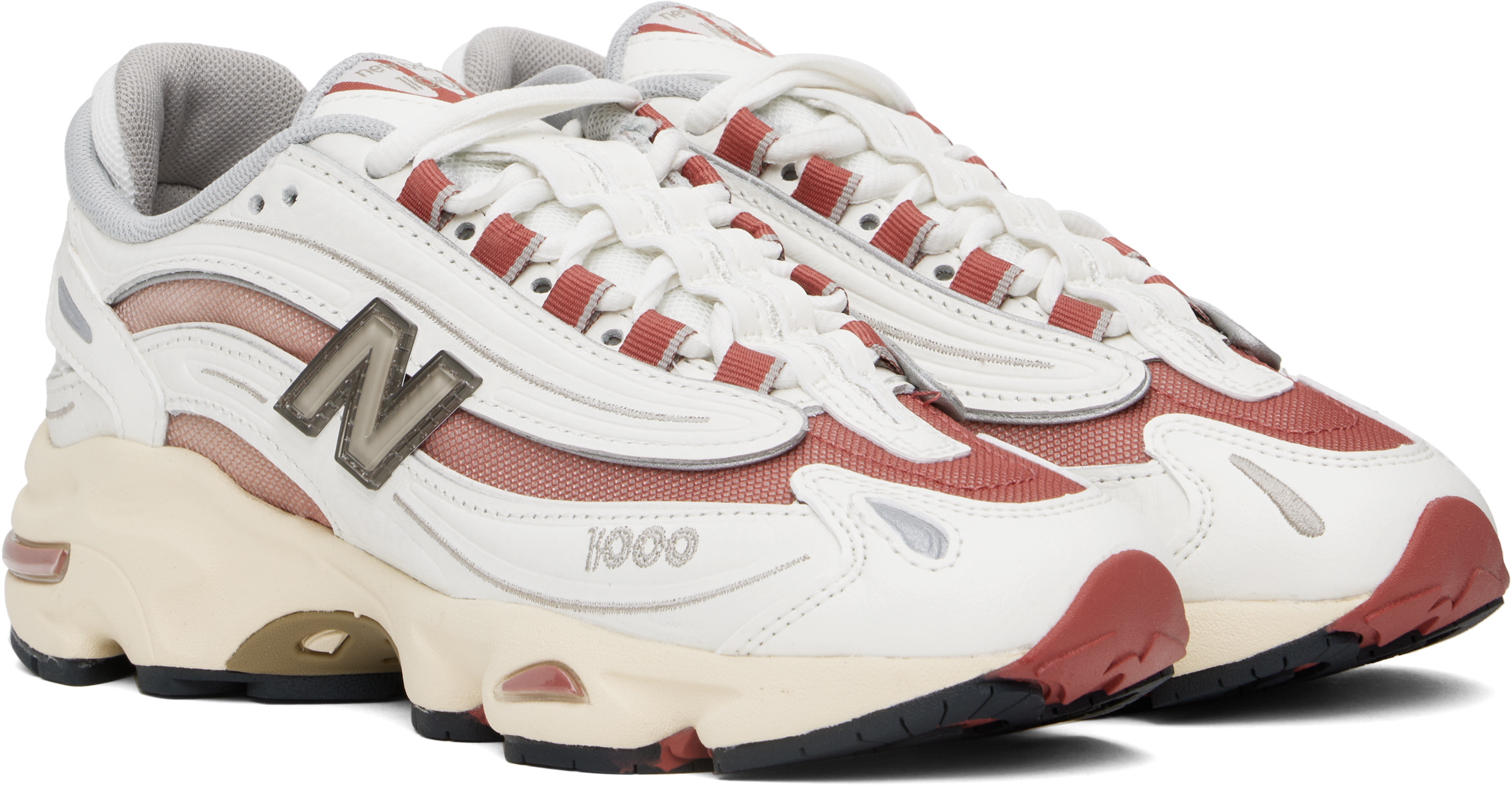 New Balance Off-white & Red 1000 Sneakers In Sea Salt | ModeSens