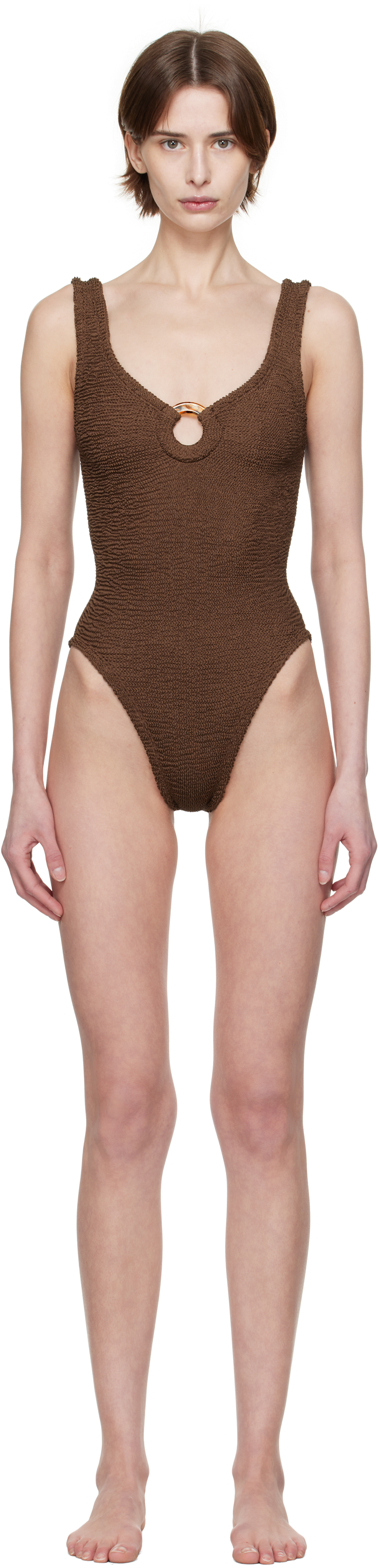Hunza G: Brown Celine Swimsuit | SSENSE