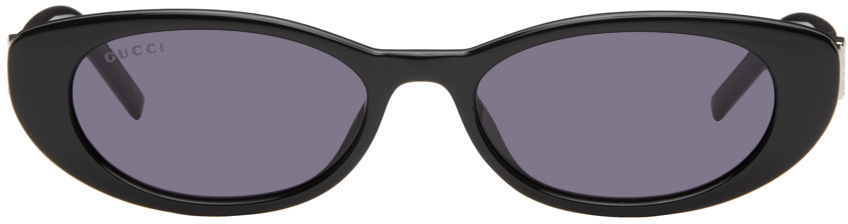 Gucci: Black G String Cat-Eye Sunglasses | SSENSE Canada