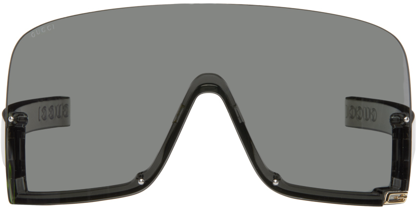Gucci: Gray Shield Sunglasses | SSENSE Canada