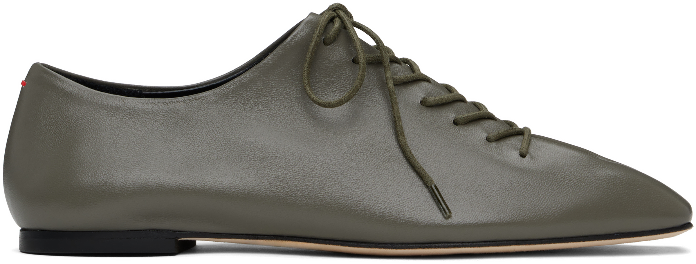 Aeyde: Gray Isla Nappa Leather Derbys | SSENSE