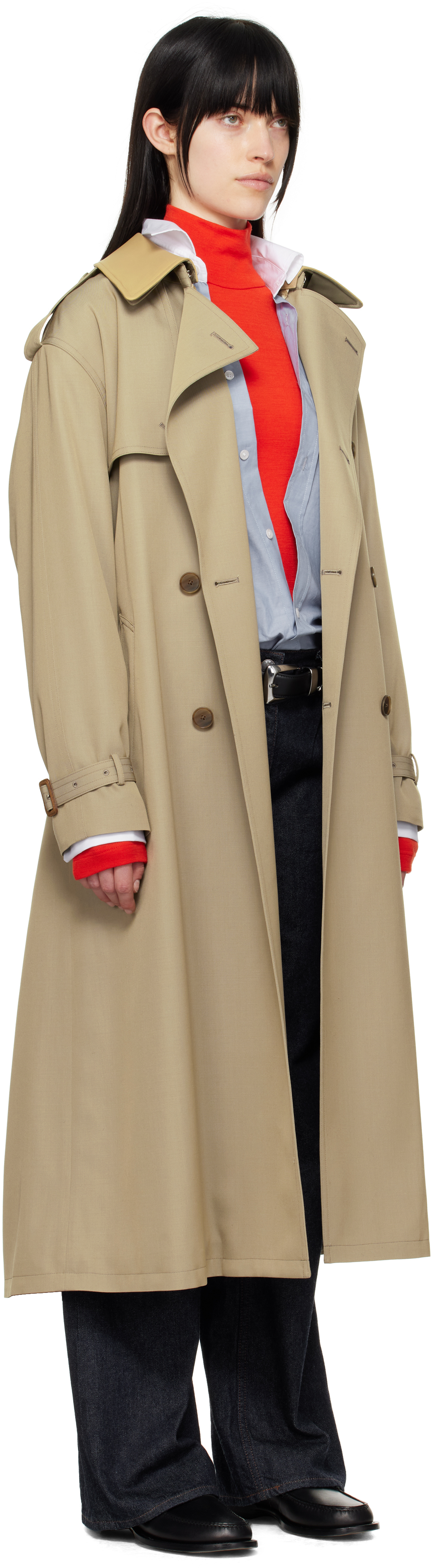 AURALEE Beige Light Wool Max Trench Coat | Smart Closet