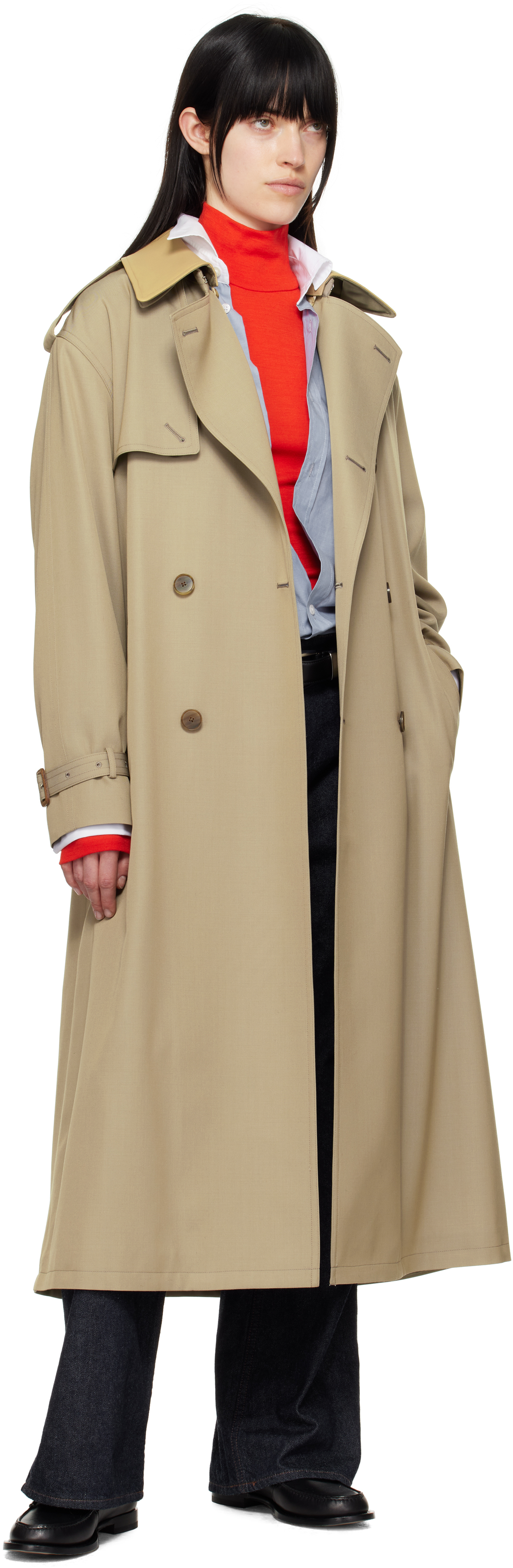 AURALEE Beige Light Wool Max Trench Coat | Smart Closet