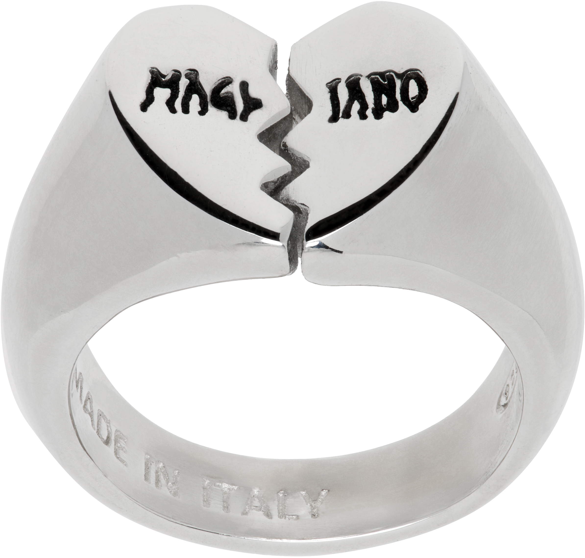 Magliano: Silver Broken Heart Mini Ring | SSENSE Magliano: Silver Broken Heart Mini Ring | SSENSE