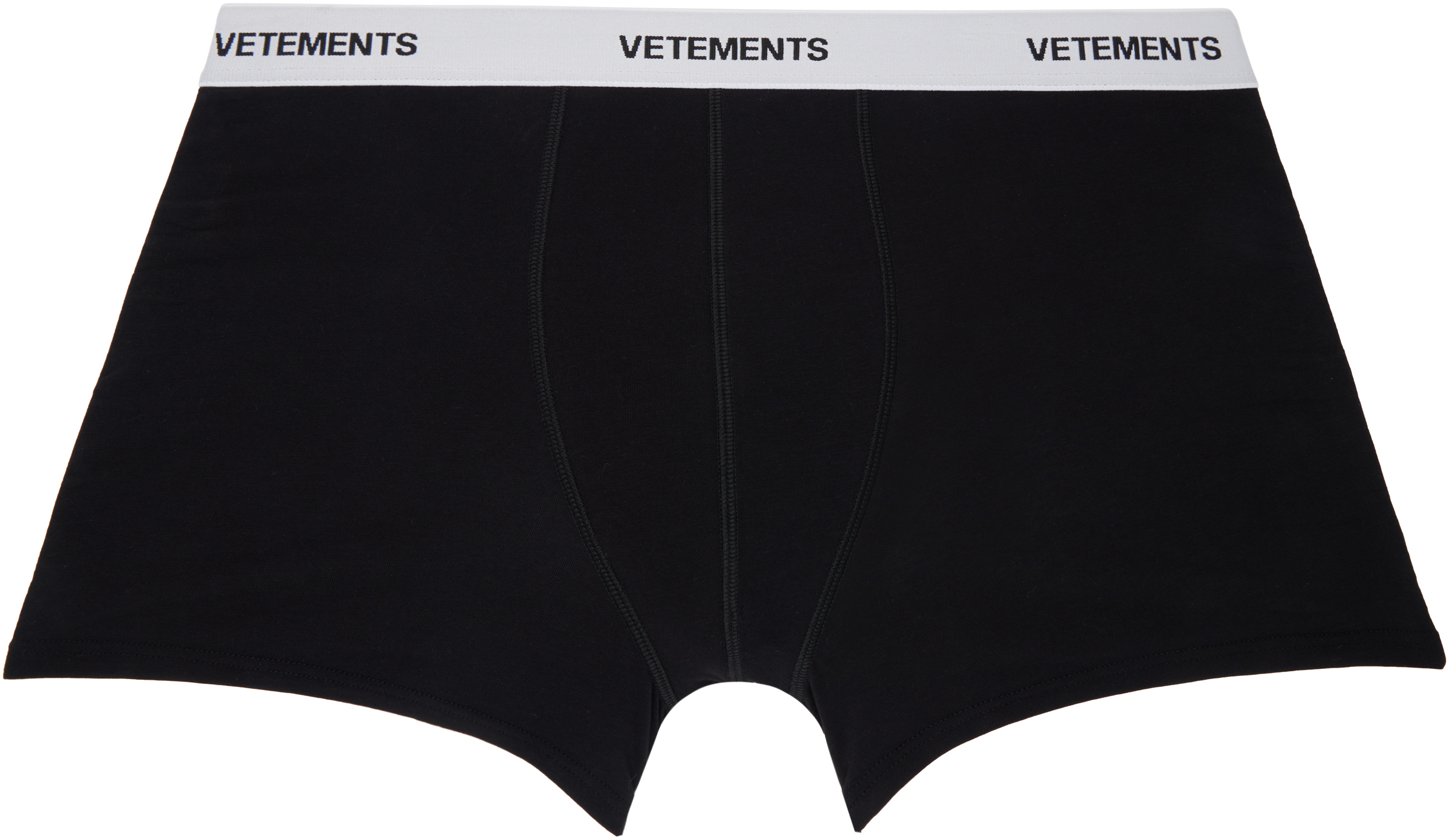 VETEMENTS: Black All Over Logo Boxers | SSENSE Canada