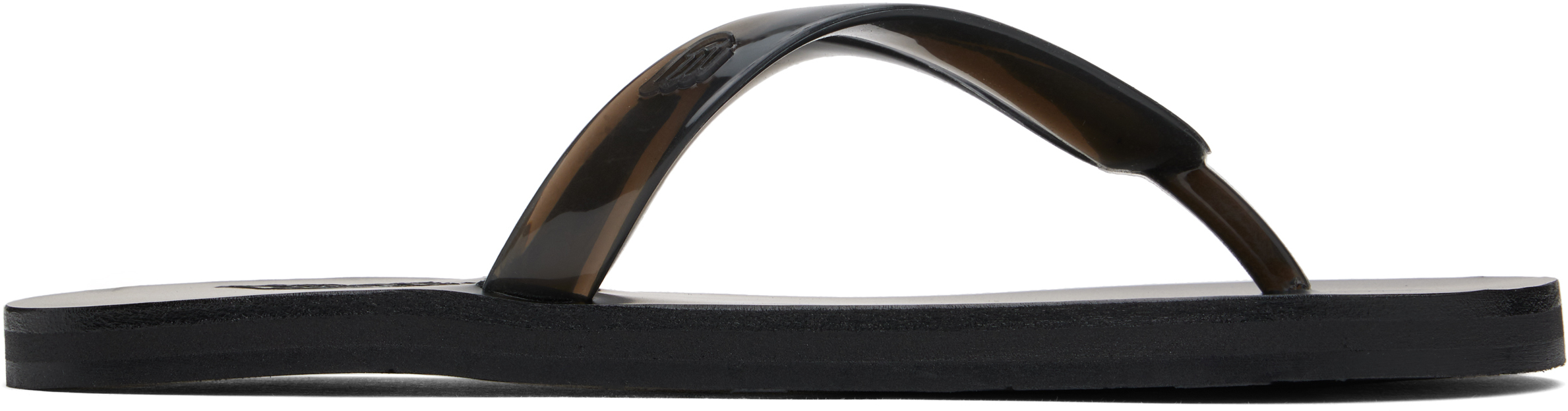 Ancient Greek Sandals: Tongs Saionara noires en PVC | SSENSE France