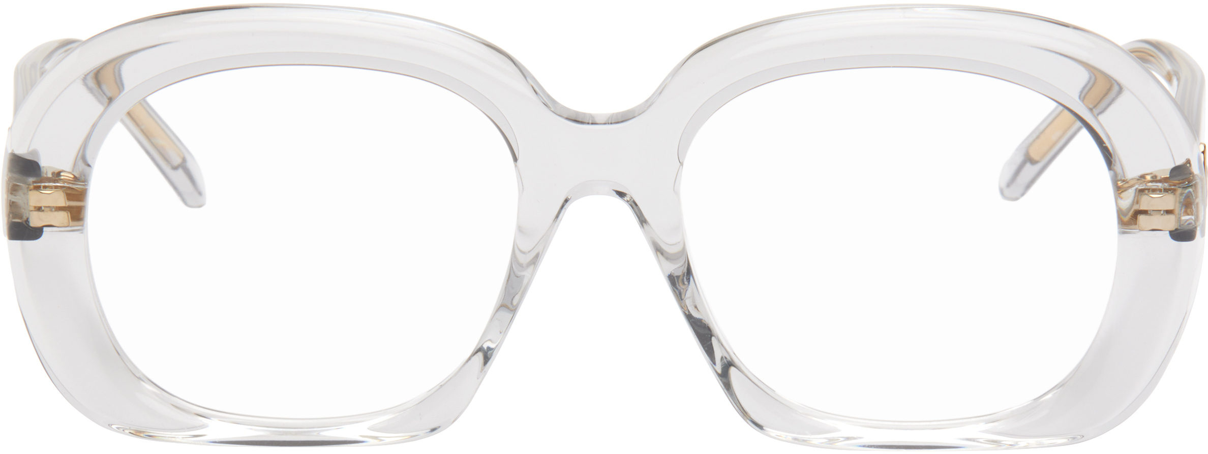 LOEWE: Transparent Curvy Acetate Glasses | SSENSE