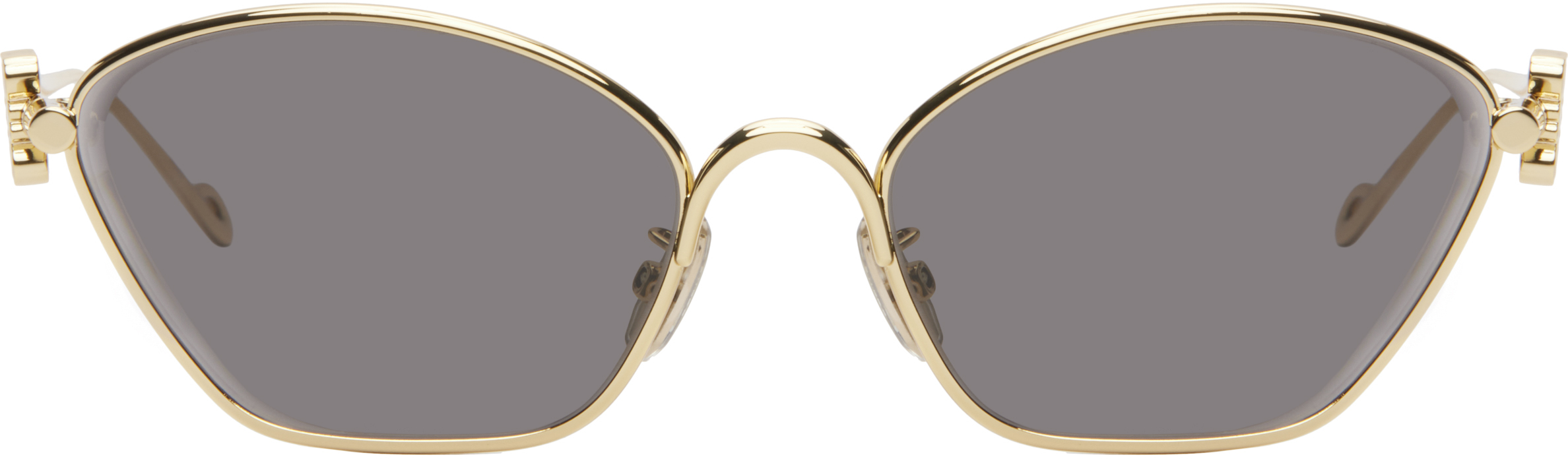 LOEWE: Gold Anagram Hexagonal Sunglasses | SSENSE Canada