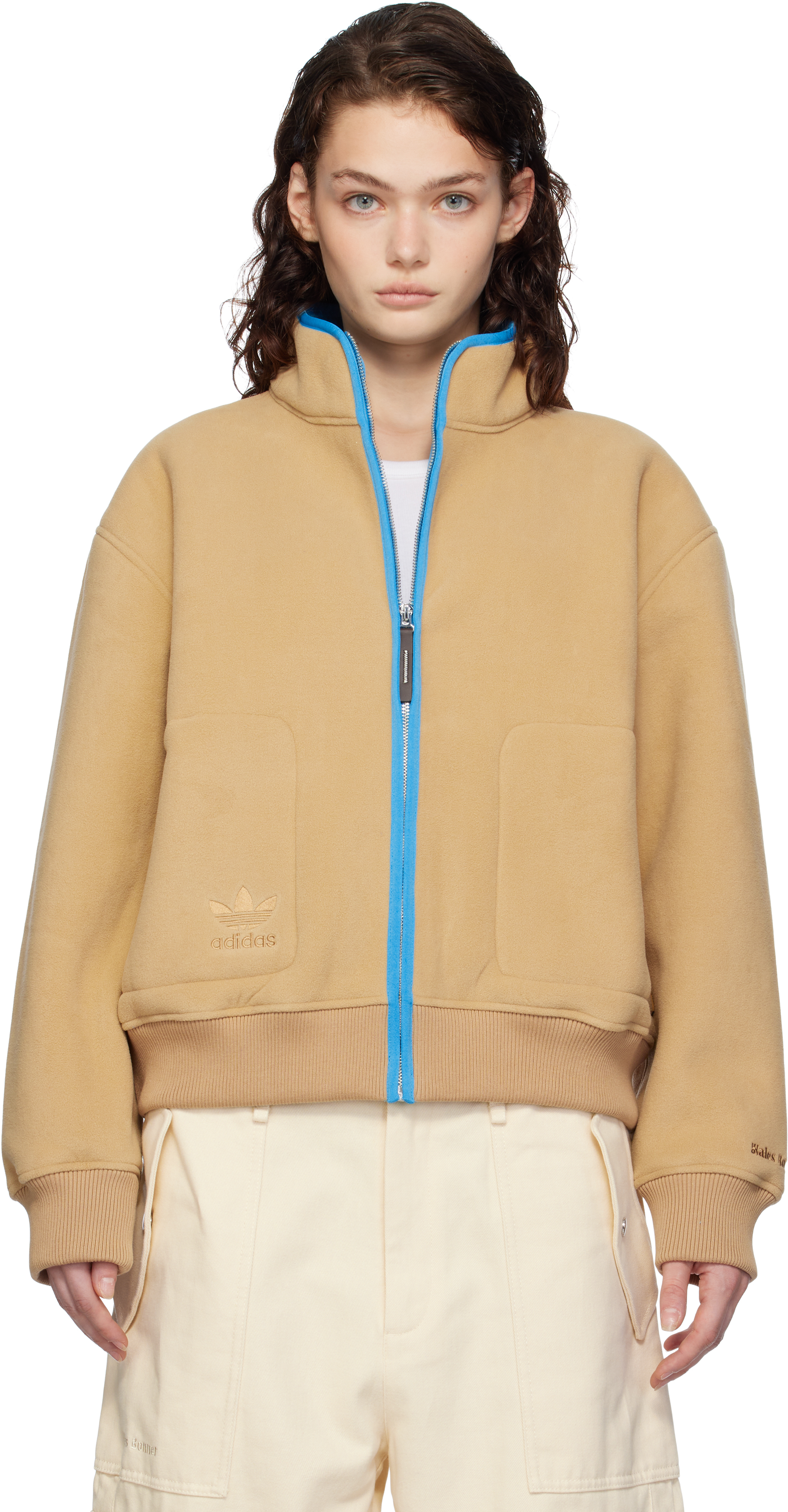Wales Bonner: Beige adidas Originals Edition Fleece Jacket Wales Bonner: Beige adidas Originals Edition Fleece Jacket