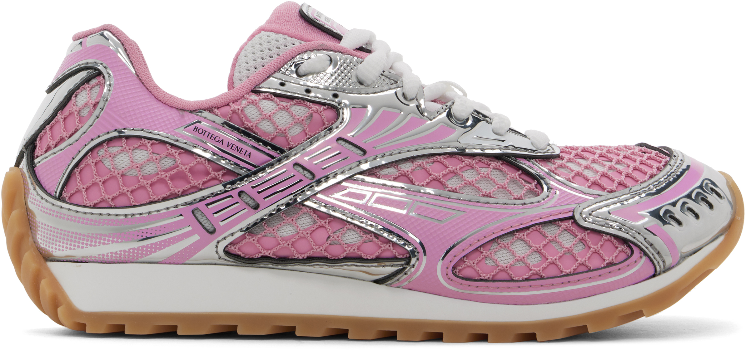 Bottega Veneta: Pink & Silver Orbit Sneakers | SSENSE