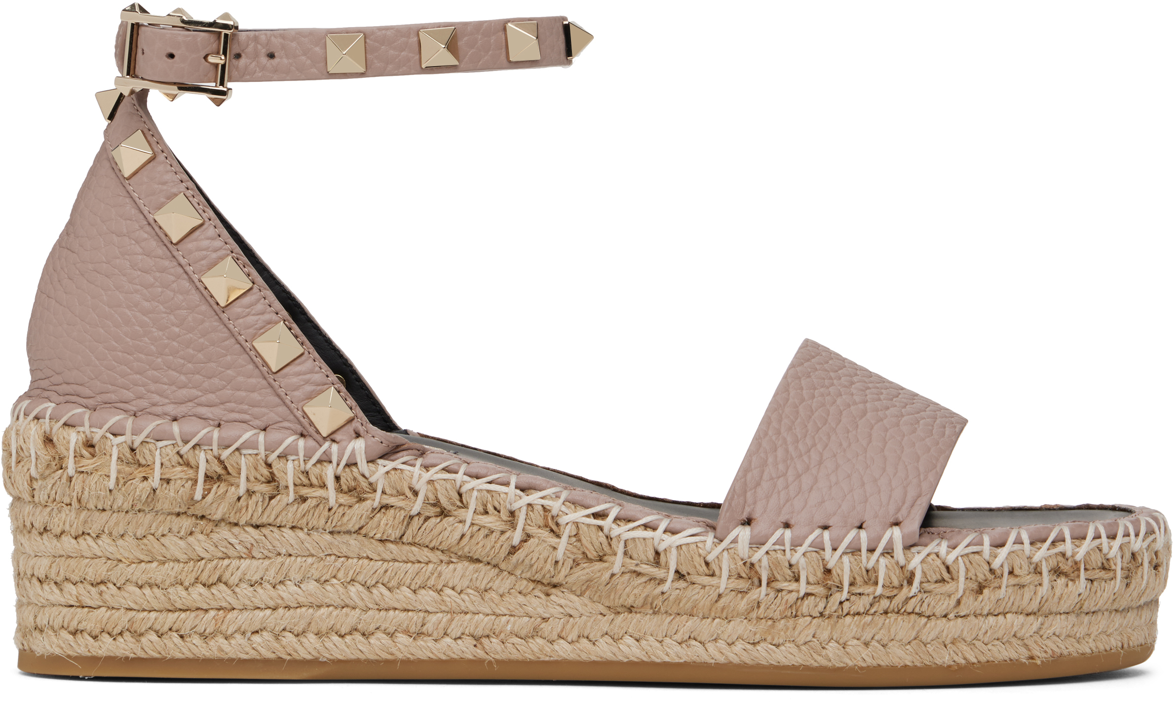 Valentino Garavani: Taupe Double Rockstud Sandals | SSENSE Canada