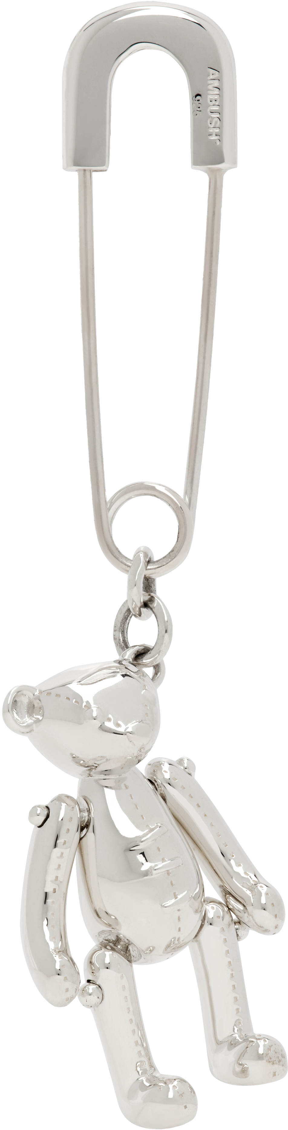 AMBUSH: Silver Teddy Bear Charm Single Earring | SSENSE