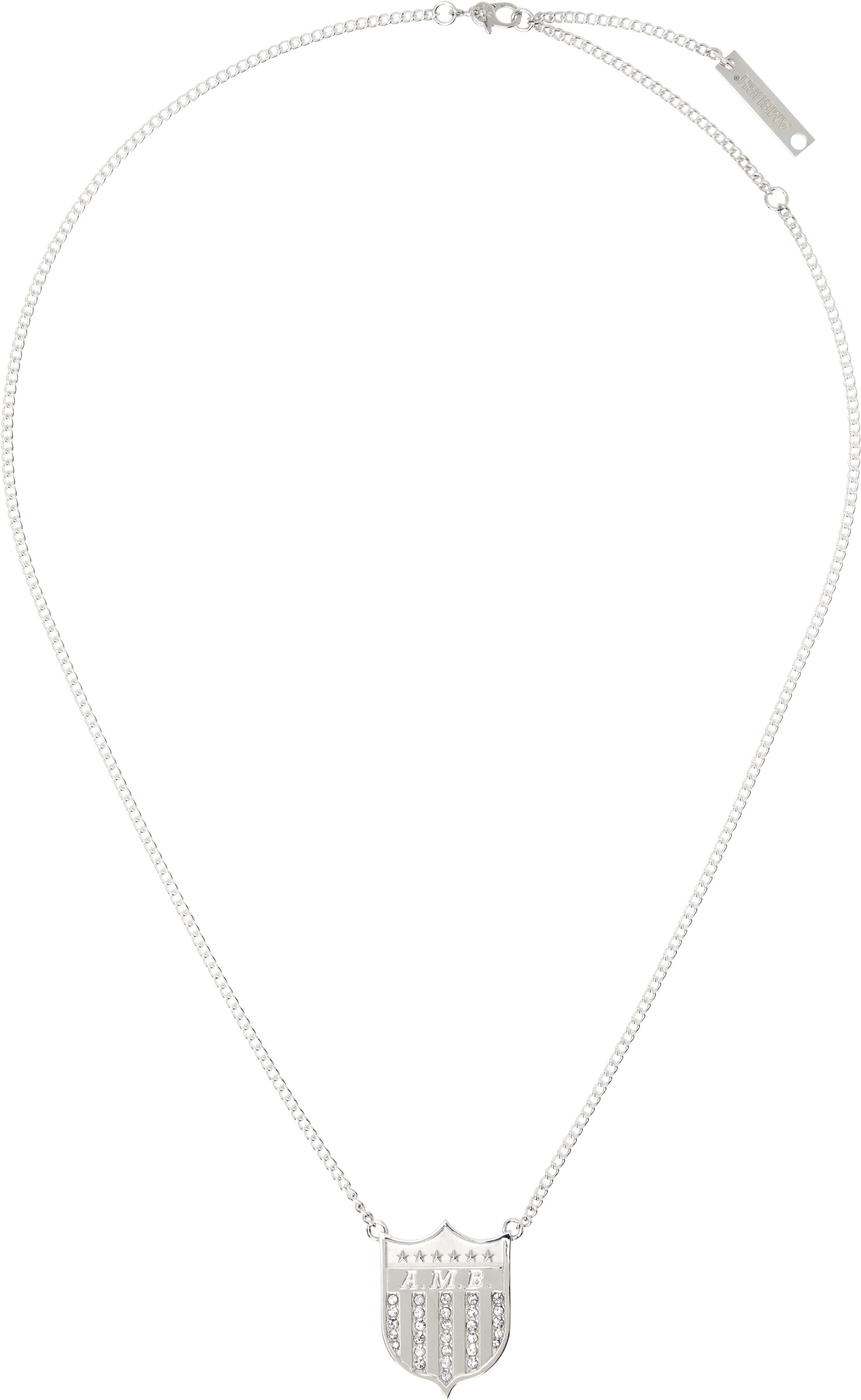 AMBUSH: Silver Varsity Shield Charm Necklace | SSENSE