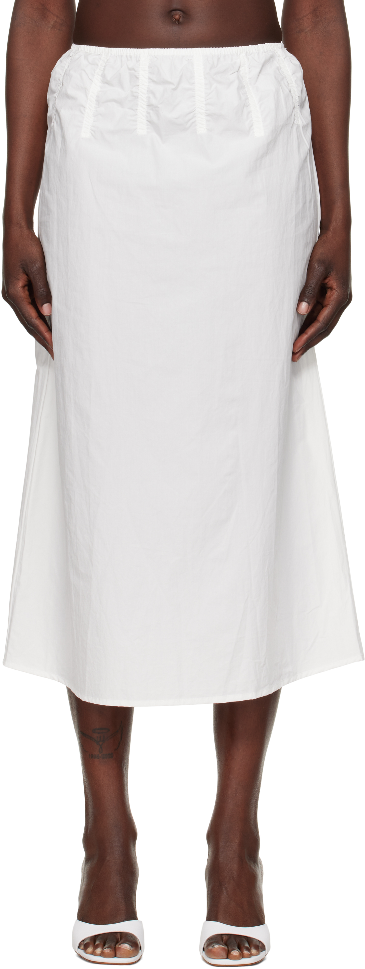 Deiji Studios: White Channel Midi Skirt | SSENSE Canada