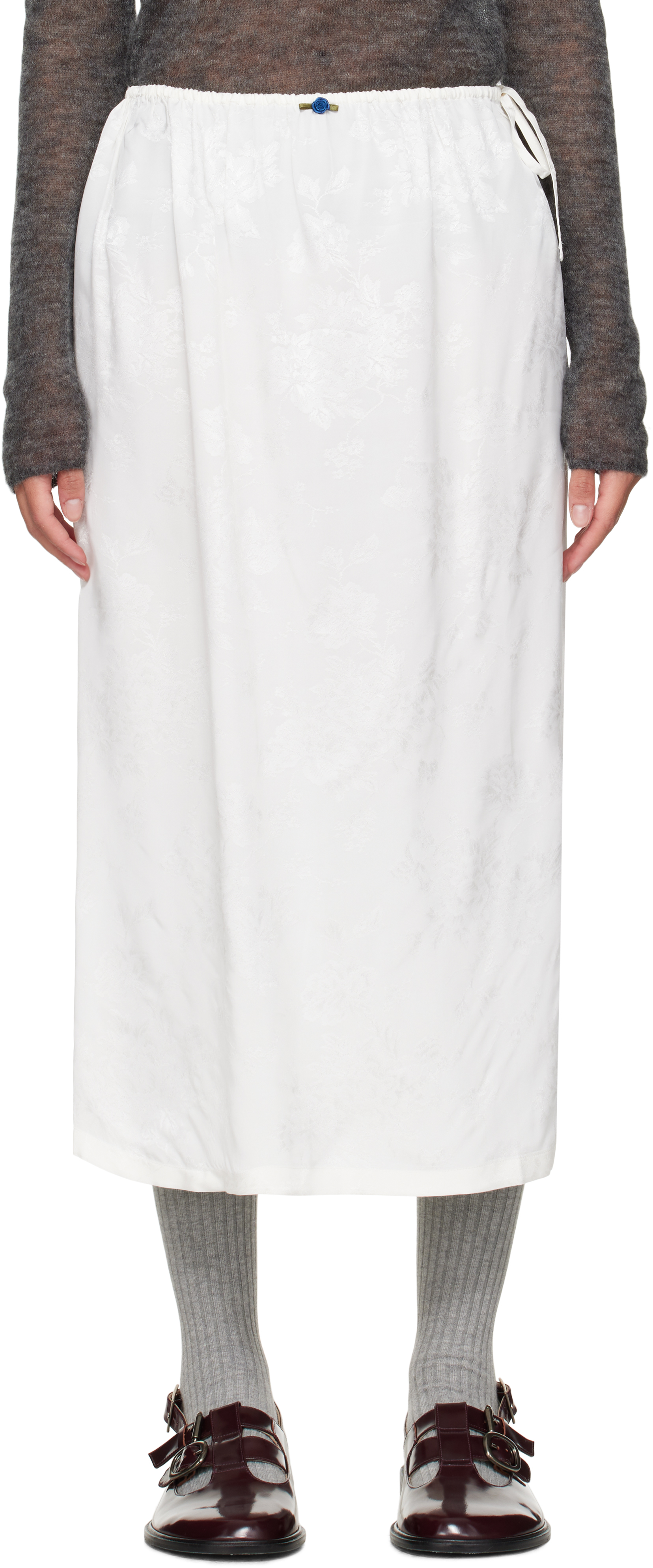 Cordera: White Flower Jacquard Midi Skirt | SSENSE Cordera: White Flower Jacquard Midi Skirt | SSENSE