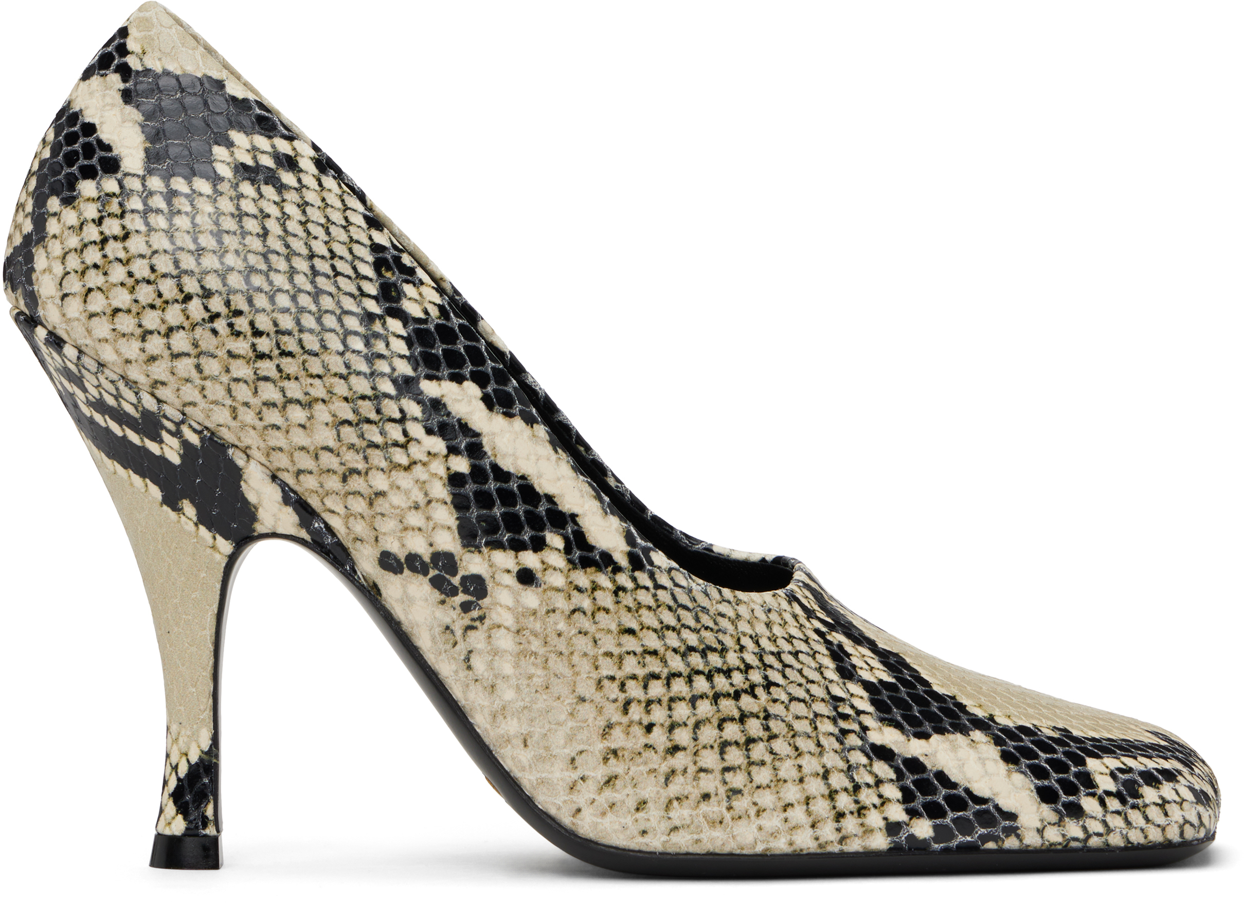 KHAITE: Beige & Black Eva 100 Heels | SSENSE UK