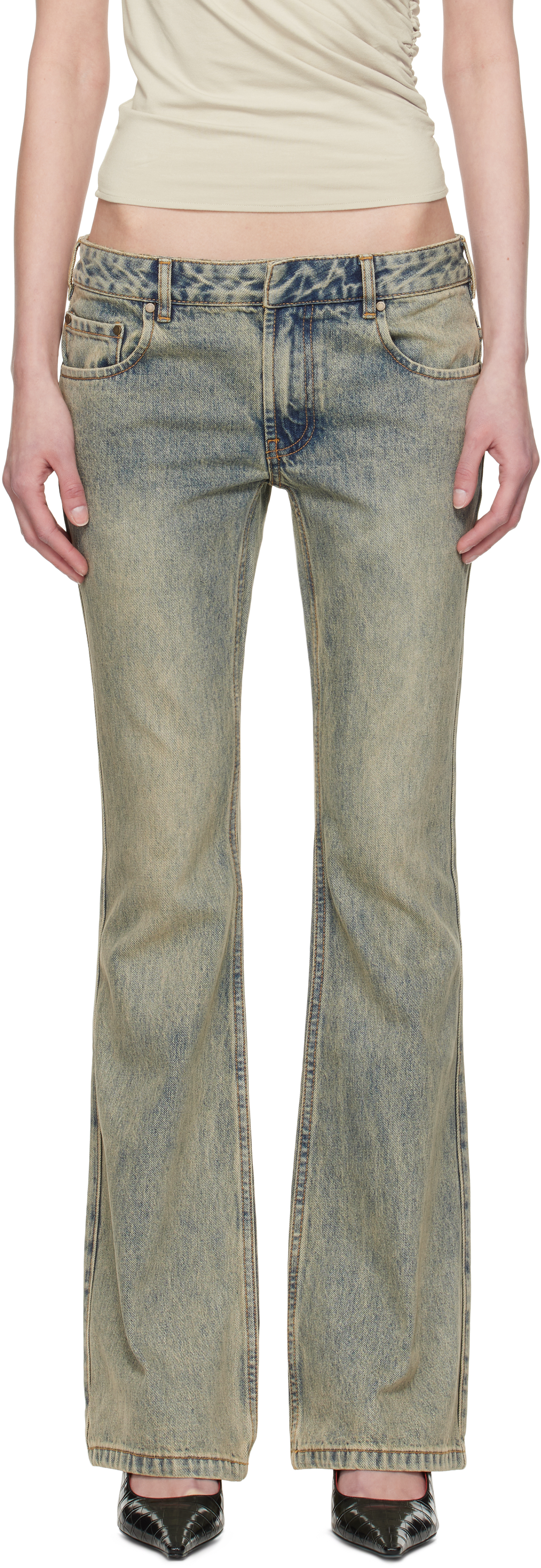 Entire Studios: Blue Slim-Flared Jeans | SSENSE Entire Studios: Blue Slim-Flared Jeans | SSENSE