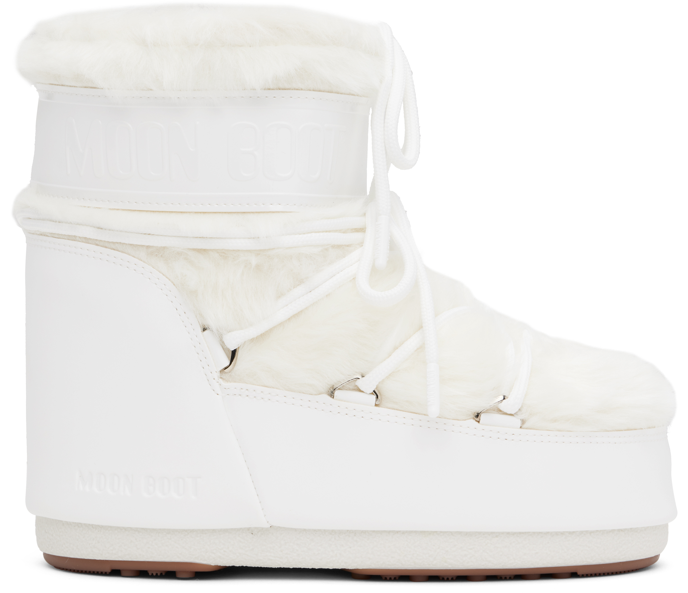 Moon Boot: White Icon Low Faux Fur Boots | SSENSE