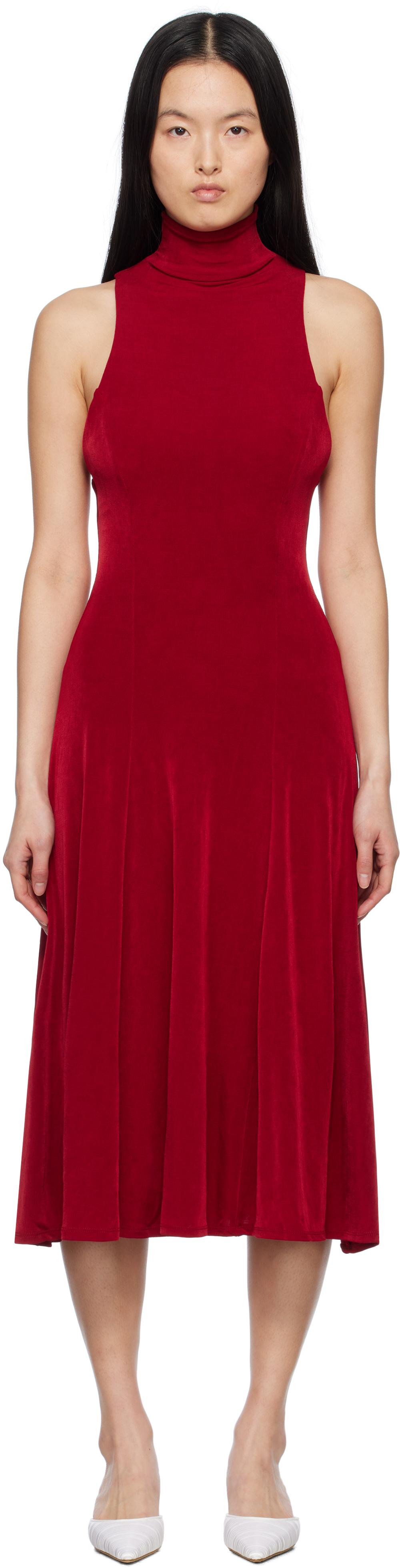 Mirror Palais: Red Christy Supermodel Midi Dress | SSENSE