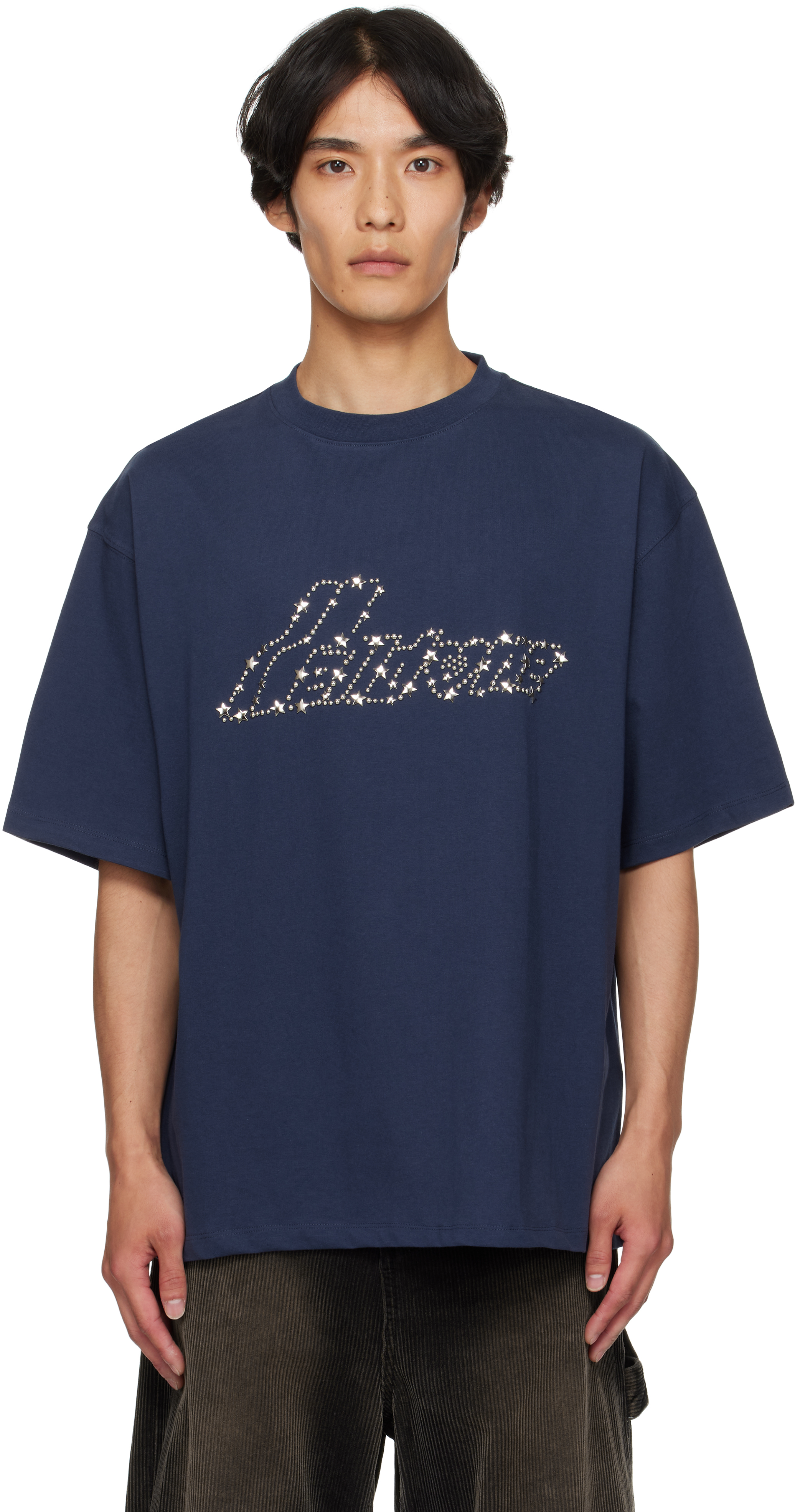 【中古】未使用品 ウェルダン WE11DONE	2022 NAVY COWL NECK TOP シャツ ブラウス ストライプ 半袖 S 紺 We11doneのネイビー Pearly 'Se11done' ロゴ Tシャツがセール中