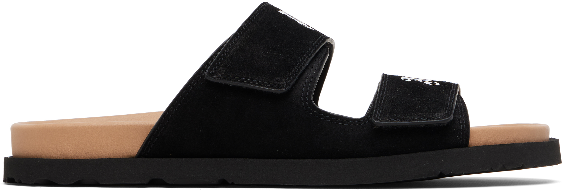 Palm Angels Black Logo Suede Sandals In Multi | ModeSens