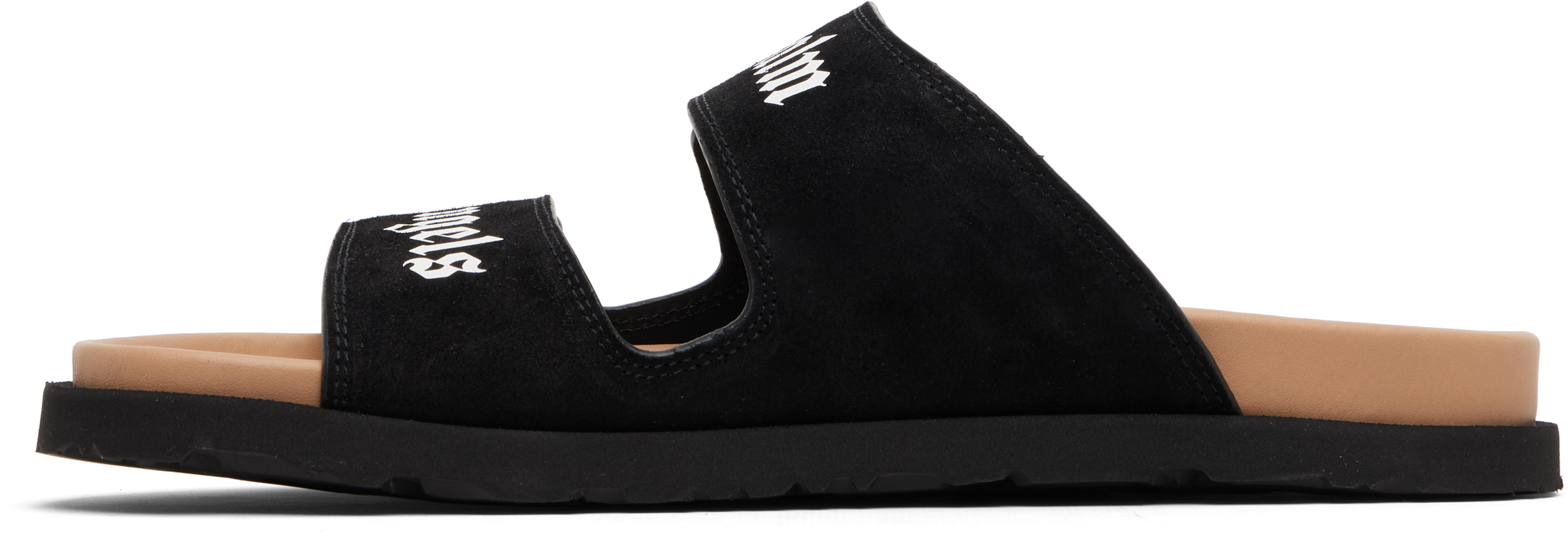 Palm Angels Black Logo Suede Sandals In Multi | ModeSens