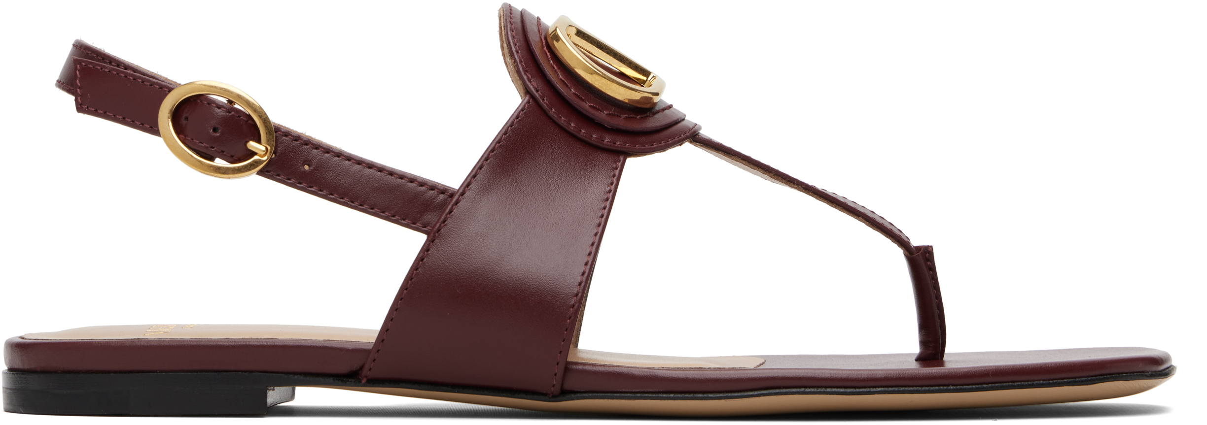 Valentino Garavani Burgundy Vlogo Thong Sandals | ModeSens