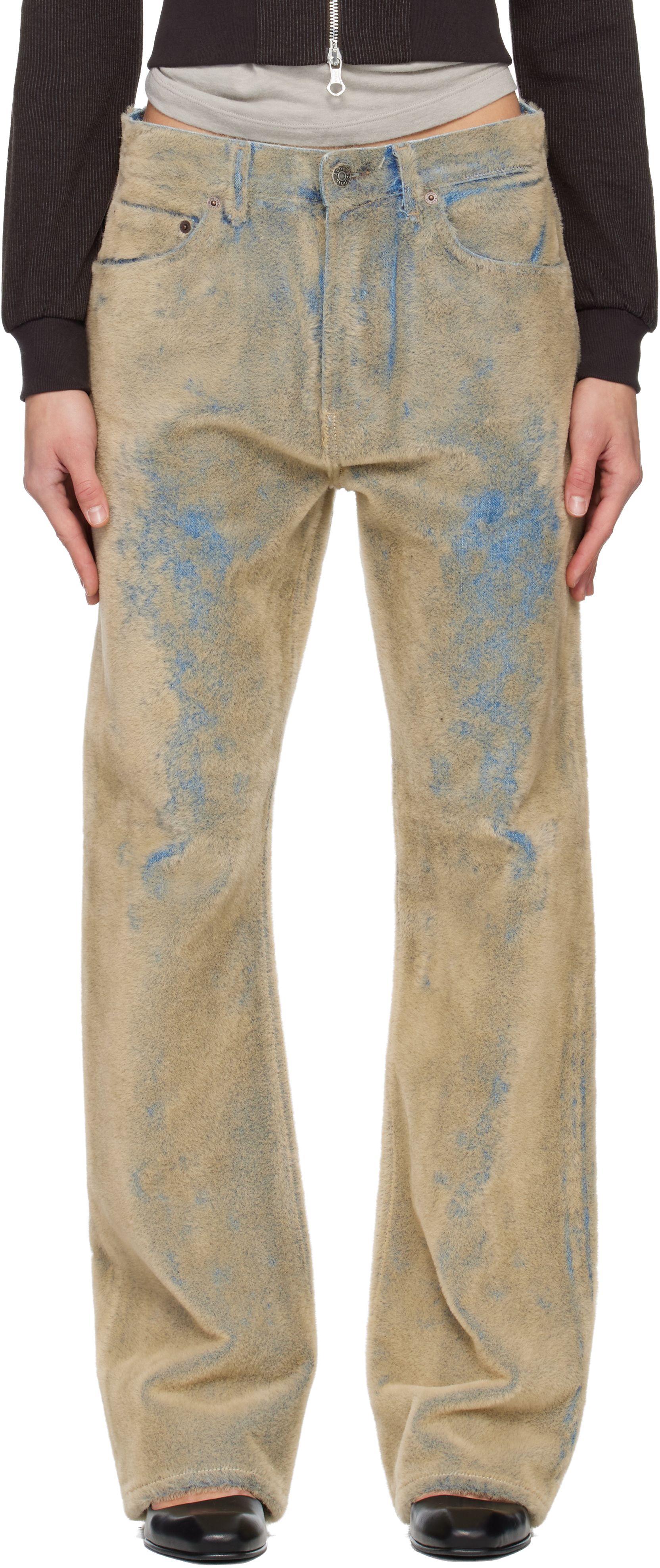 Acne Studios Loose Fit Flocked Denim Jeans In Blue | ModeSens