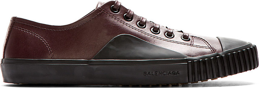 Balenciaga: Maroon & Black Paneled Sneakers | SSENSE