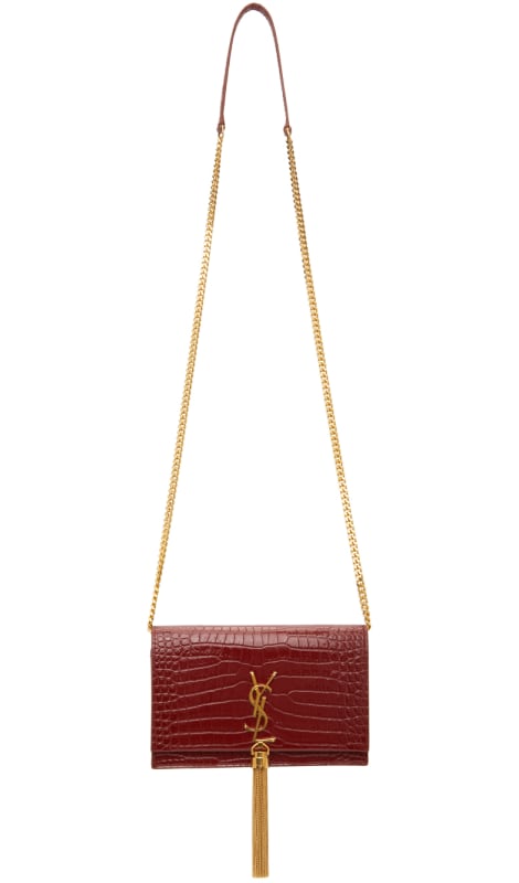 Red Croc Kate Tassel Chain Wallet Bag