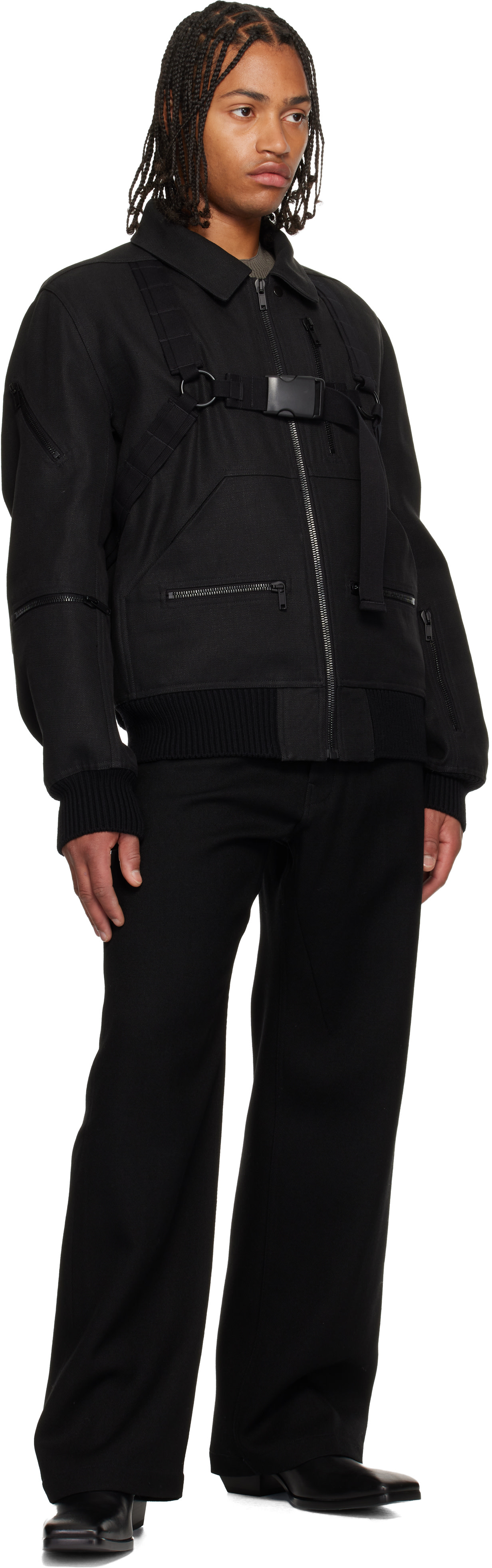 Rick Owens: Black Concordians Bonotto Capsule Blixa Bomber Jacket | SSENSE