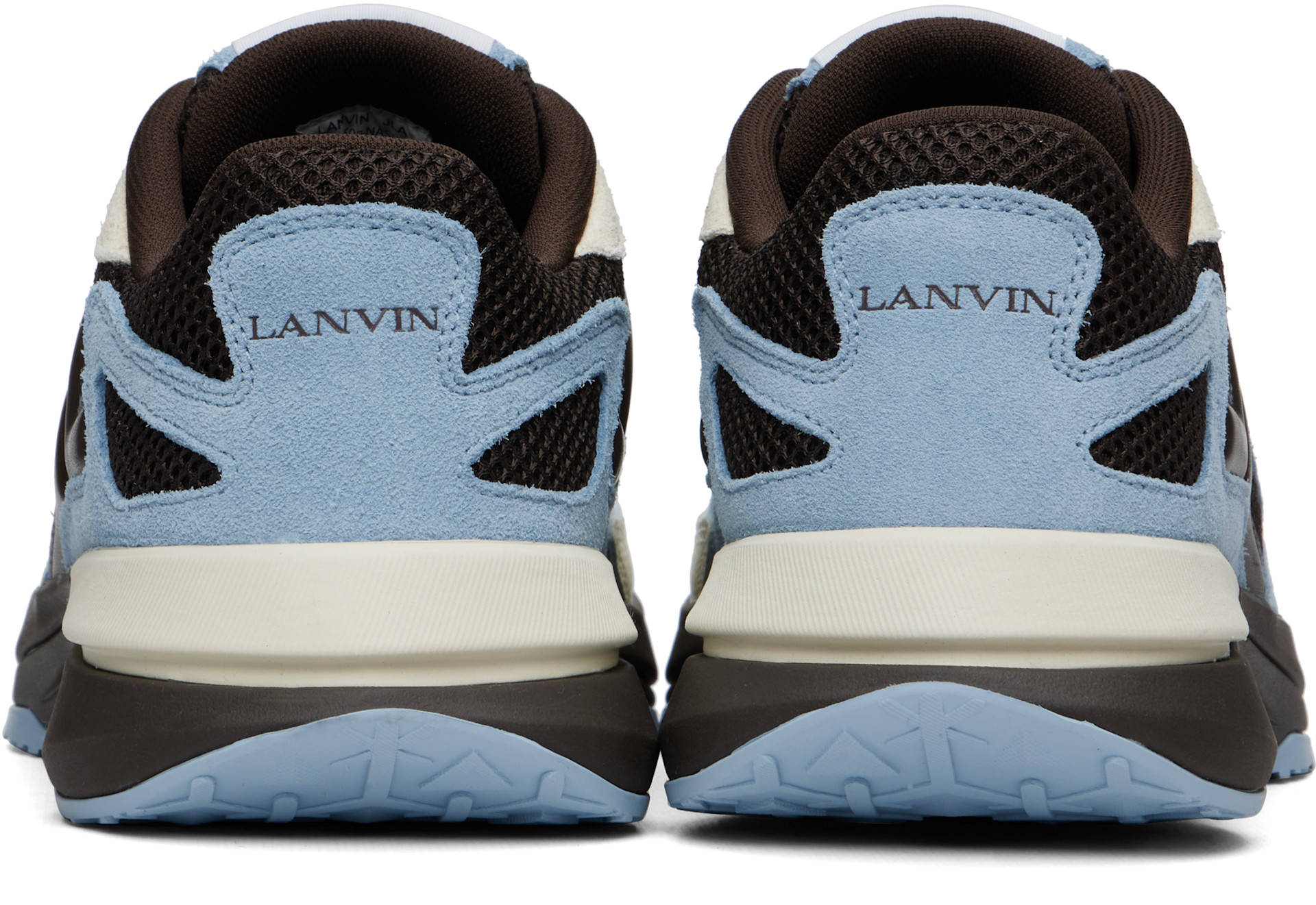 Lanvin: Brown & Blue JLA Mesh Sneakers | SSENSE Canada
