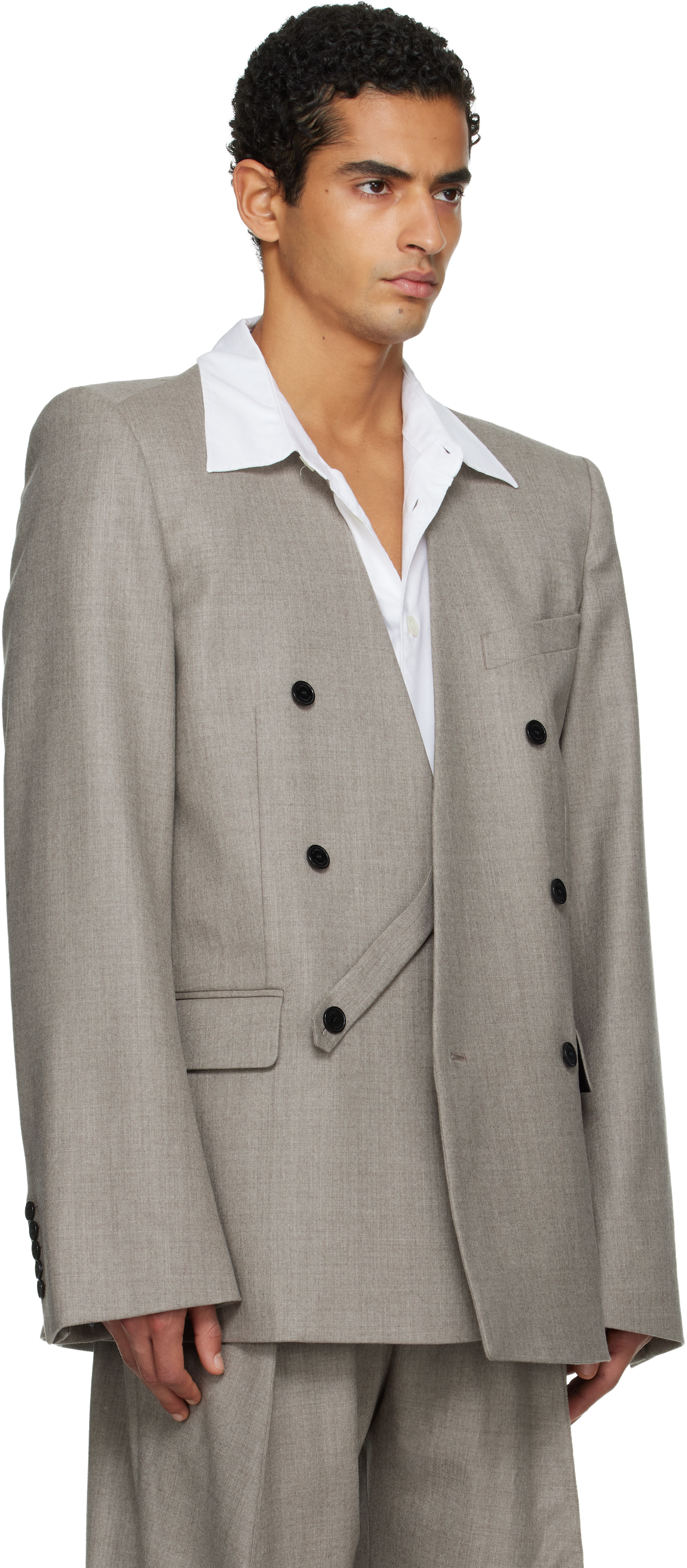 ALAINPAUL: Taupe Minimalist Tailored Blazer | SSENSE Australia
