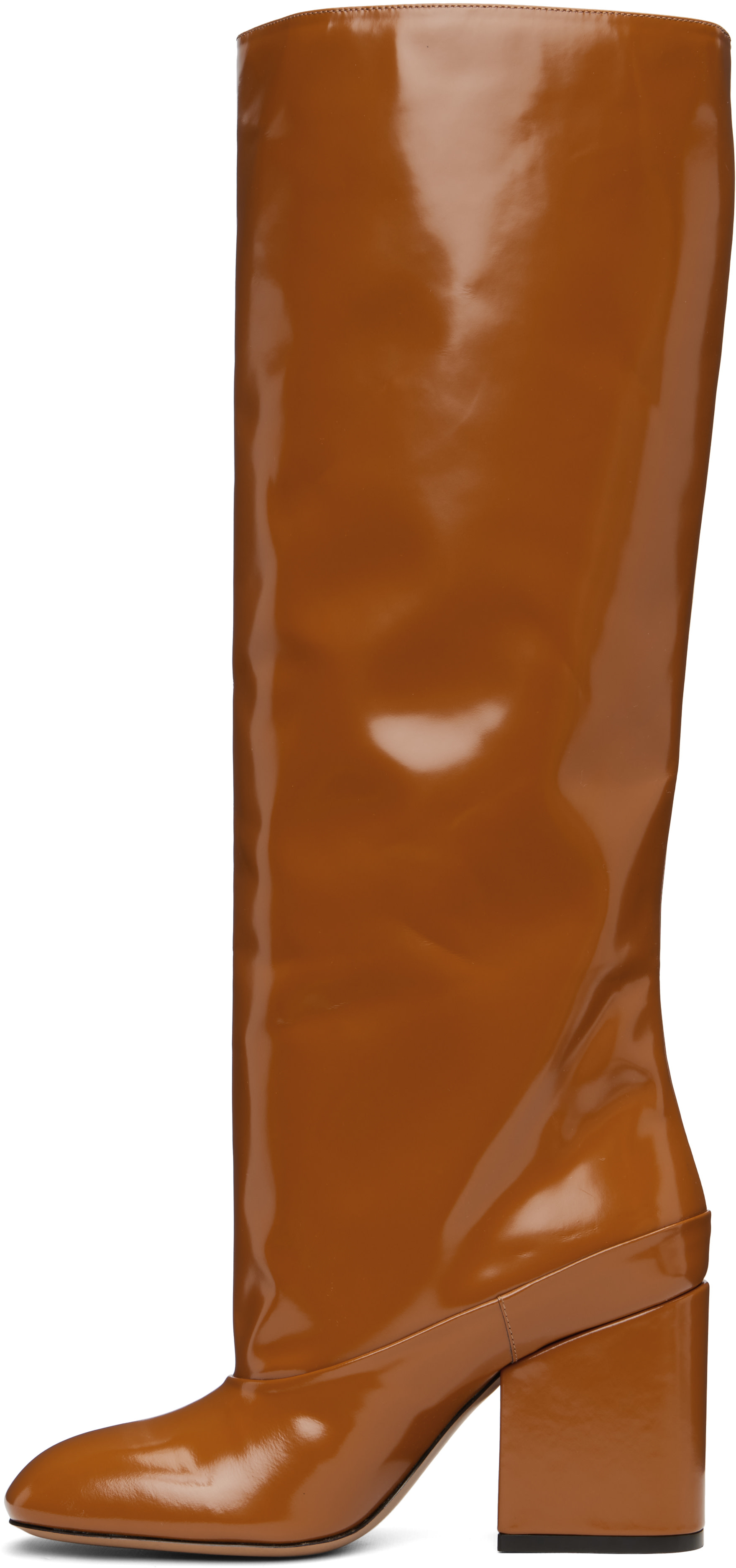 Marni: Brown Leather Trunkaroo Knee-High Tall Boots | SSENSE Canada