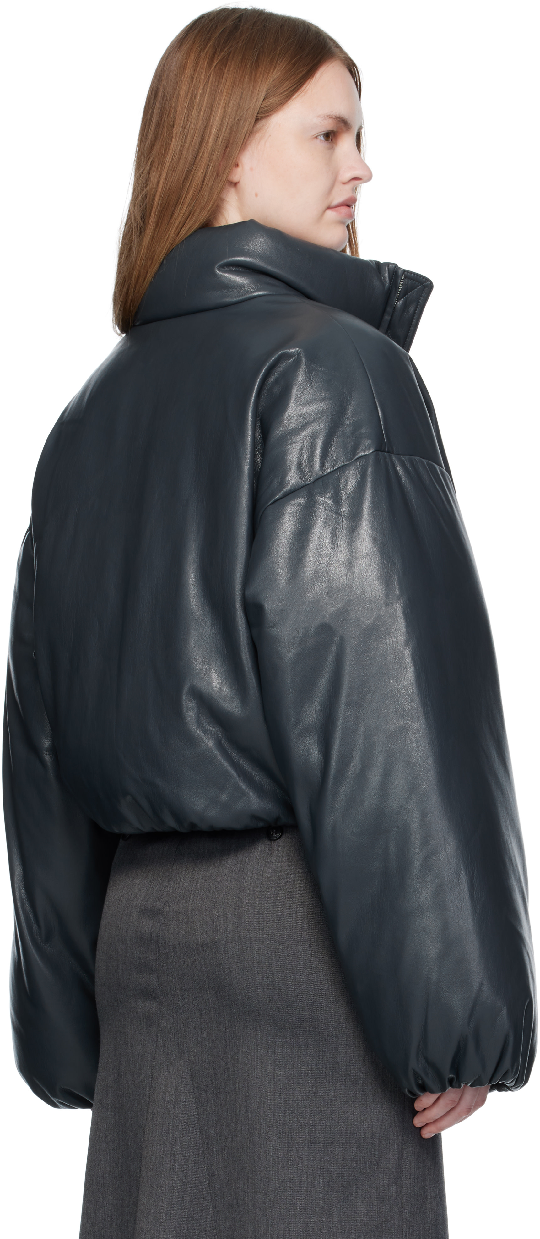 Nanushka: Black Lilima Down Vegan Leather Jacket | SSENSE South Korea