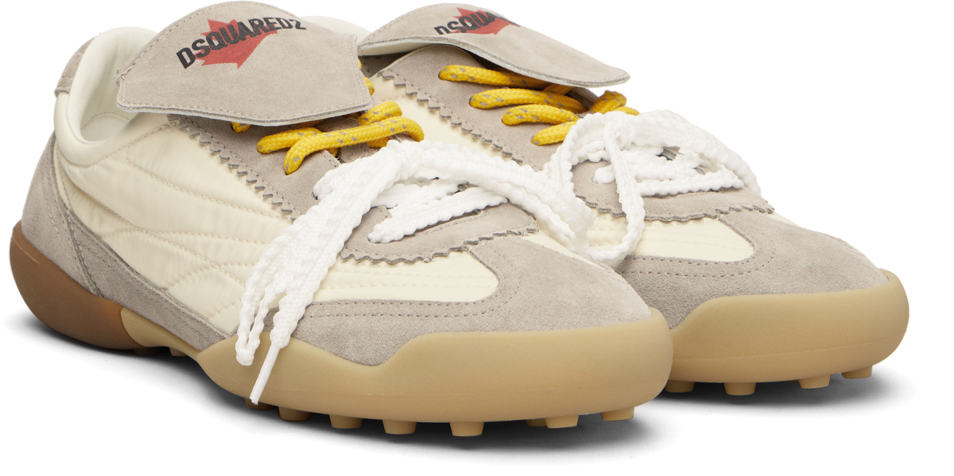 Dsquared2: Gray & Off-White Soccer Sneakers | SSENSE
