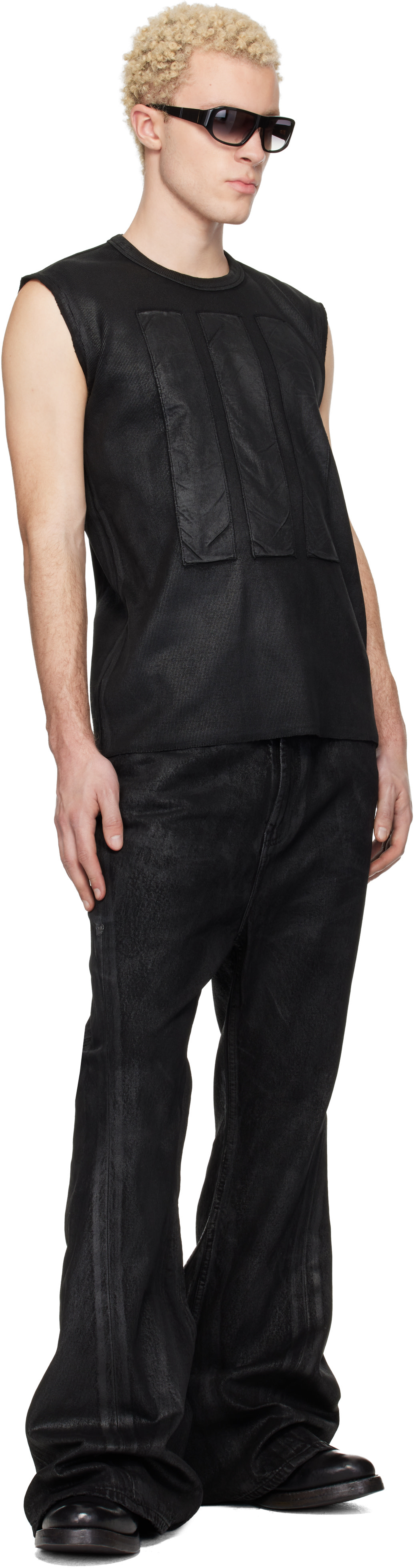 DET BLEV SENT: Black Waxed Varet Jeans | SSENSE Australia