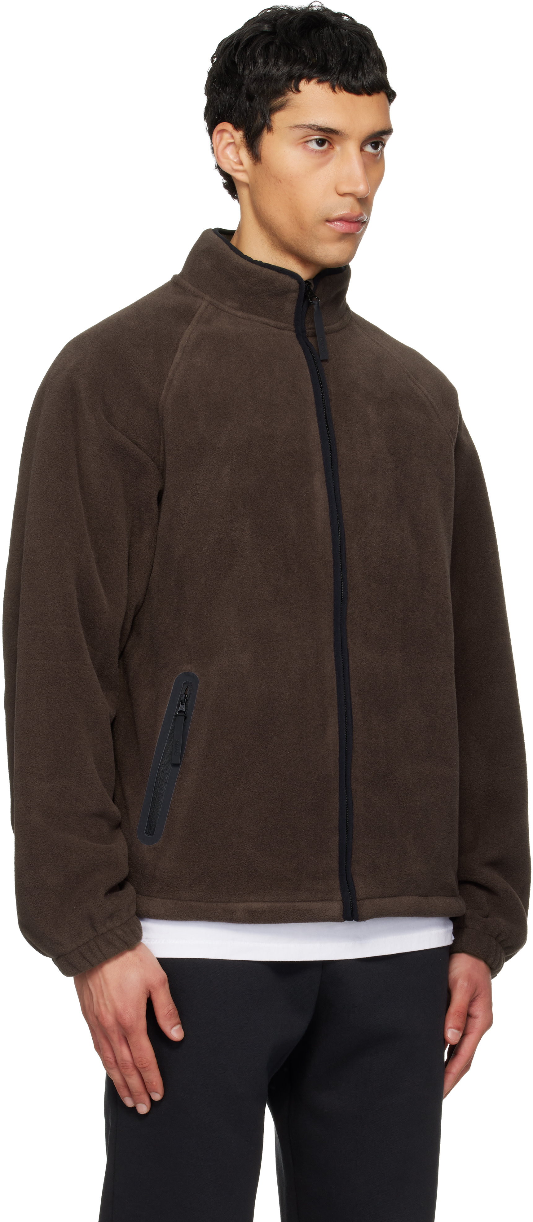 SKIMS: Brown Arctic Fleece Relaxed Zip Up Jacket | SSENSE Canada