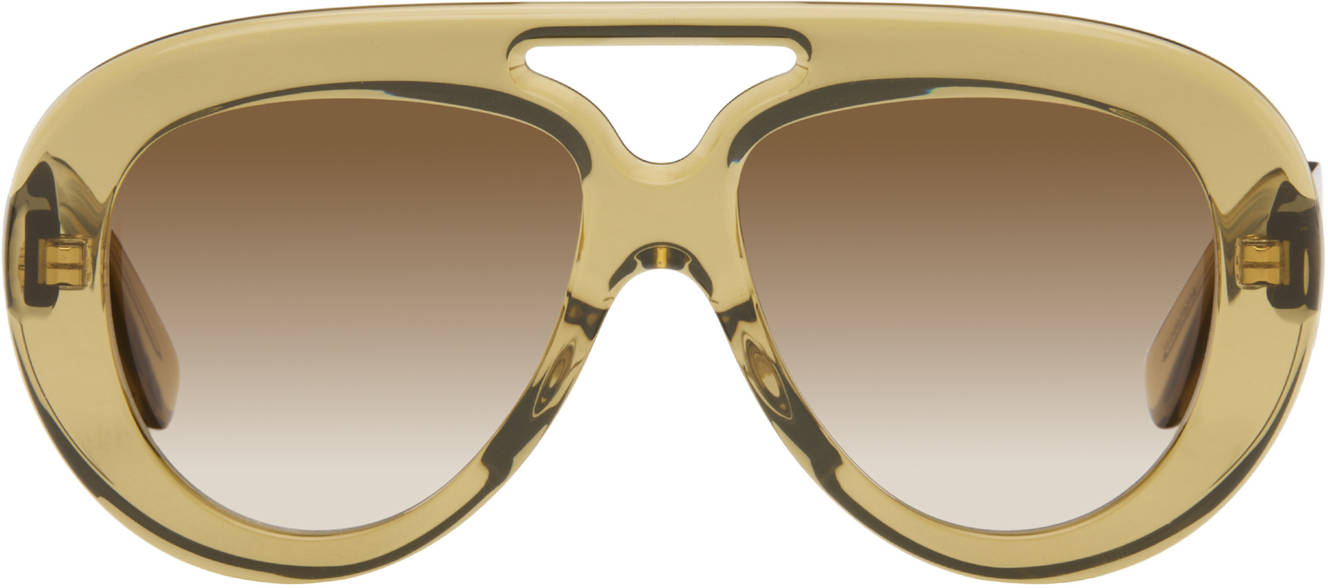LOEWE: Yellow Curvy Logo Aviator Sunglasses | SSENSE Canada