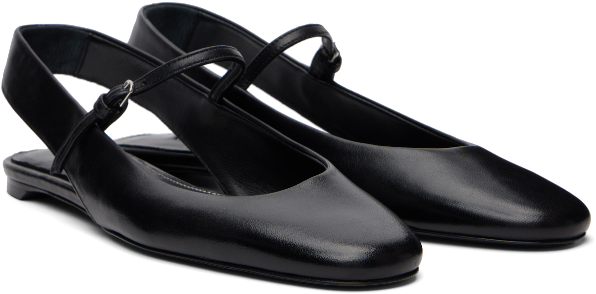 TOTEME: Black Slingback Nappa Mary Jane Ballerina Flats | SSENSE Canada