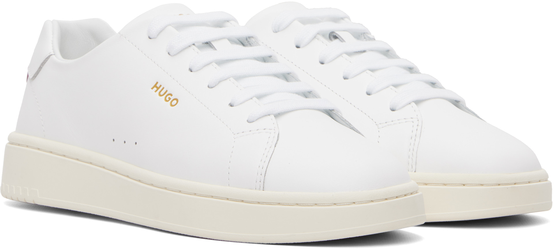 Hugo: White Logo Nappa Leather Sneakers | SSENSE Canada