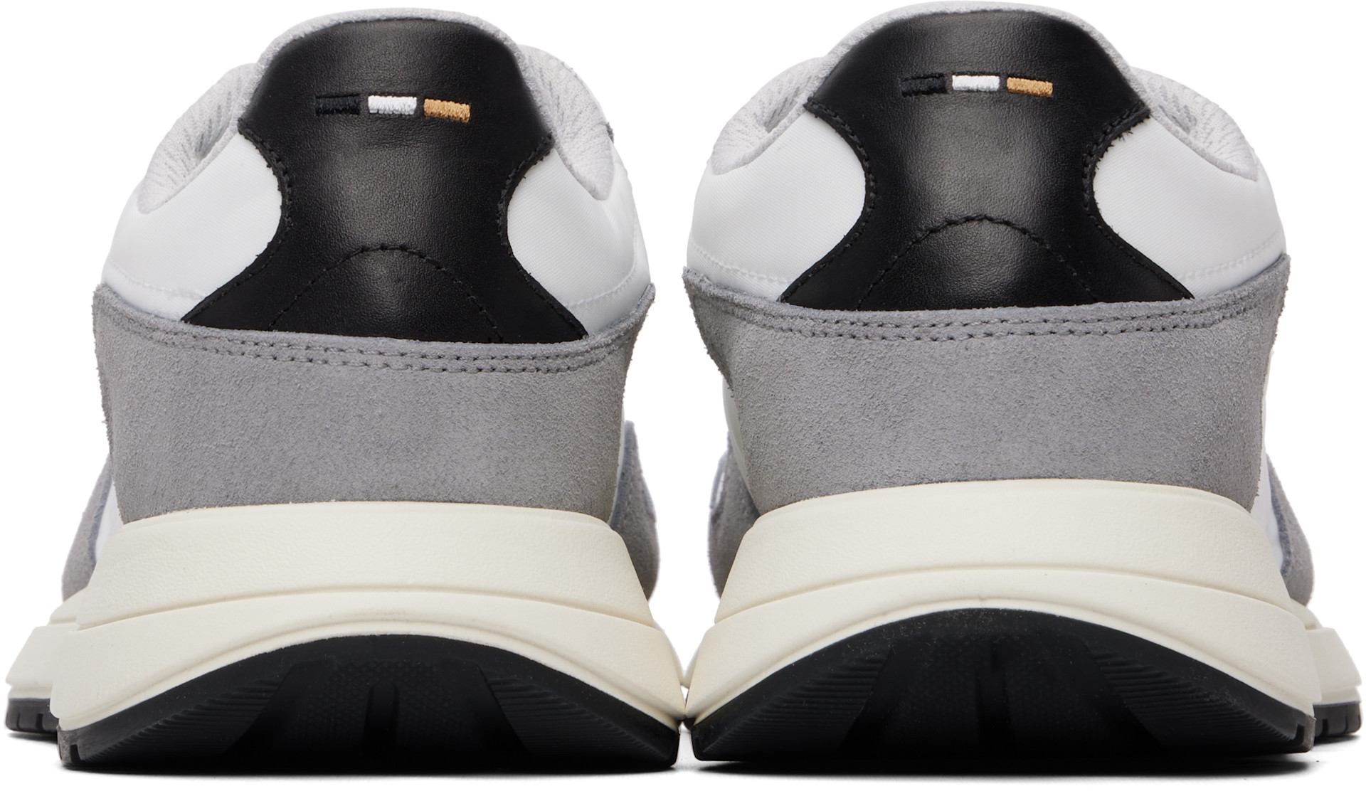 Boss: Baskets blanc et gris à garnitures en suède | SSENSE France