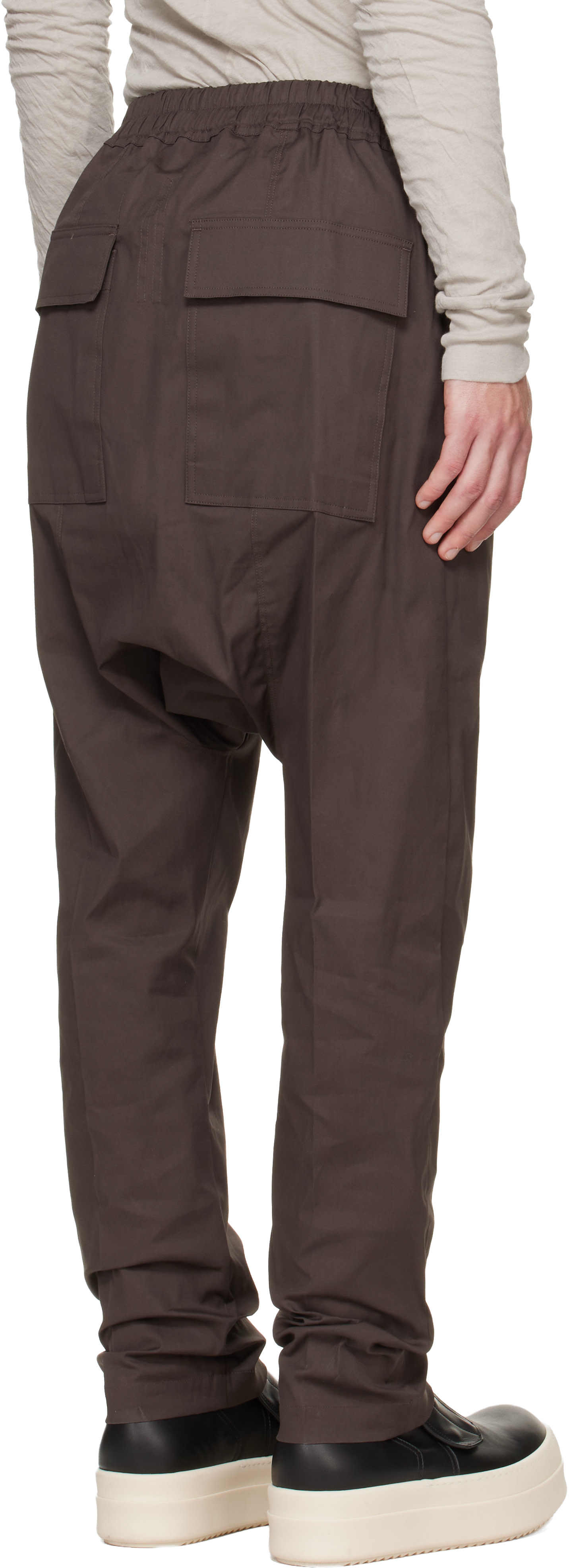 Rick Owens: Pantalon long gris à cordon coulissant - Tower | SSENSE France