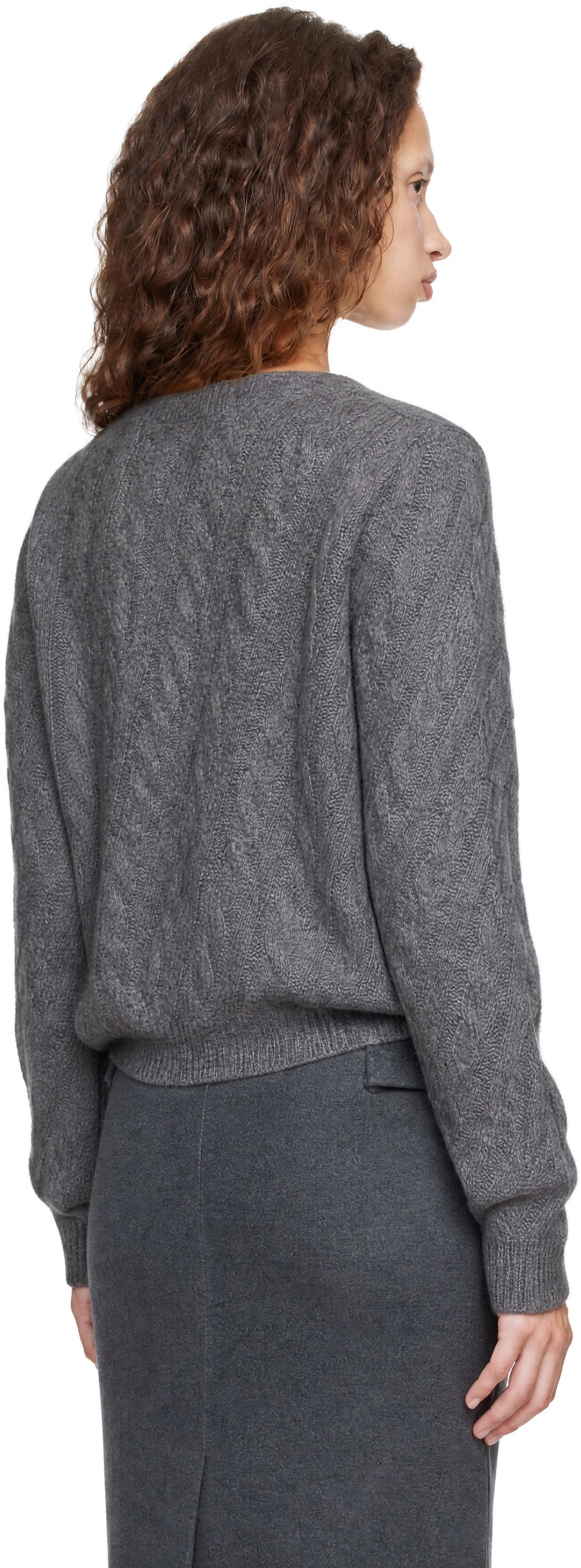 SHUSHU/TONG: Gray Cable Knit Cardigan | SSENSE Canada