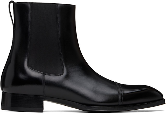 TOM FORD: Black Leather Elkan Chelsea Boots | SSENSE