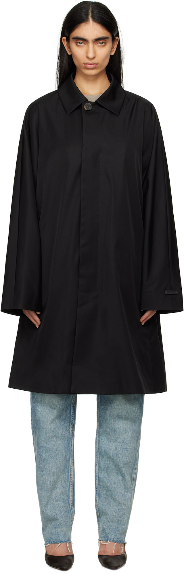 Fear of God: Black Nylon Wool Car Coat | SSENSE