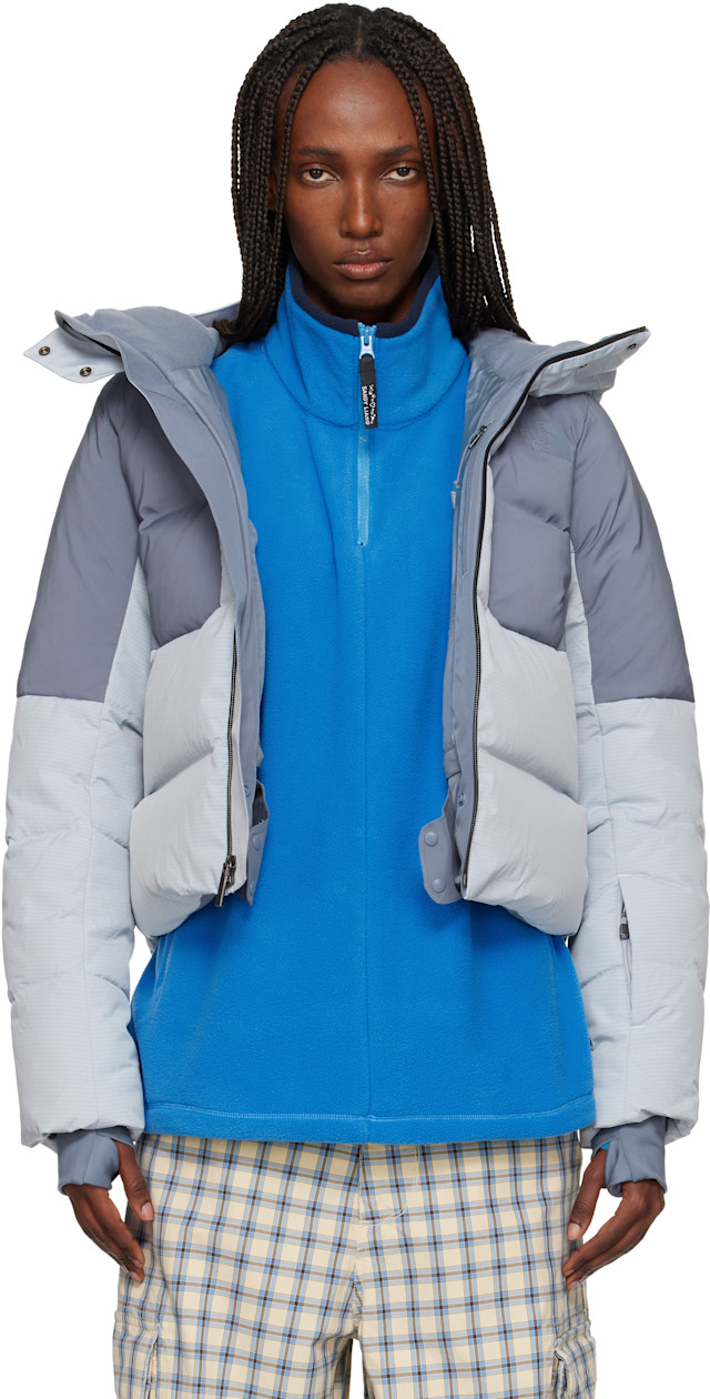 The North Face: Blue Cold Spell Cropped Down Jacket | SSENSE