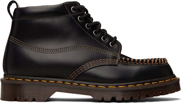 Dr. Martens: Black Lowell Chukka Moc Toe Leather Ankle Boots | SSENSE