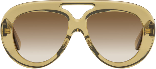 LOEWE: Yellow Curvy Logo Aviator Sunglasses | SSENSE Canada