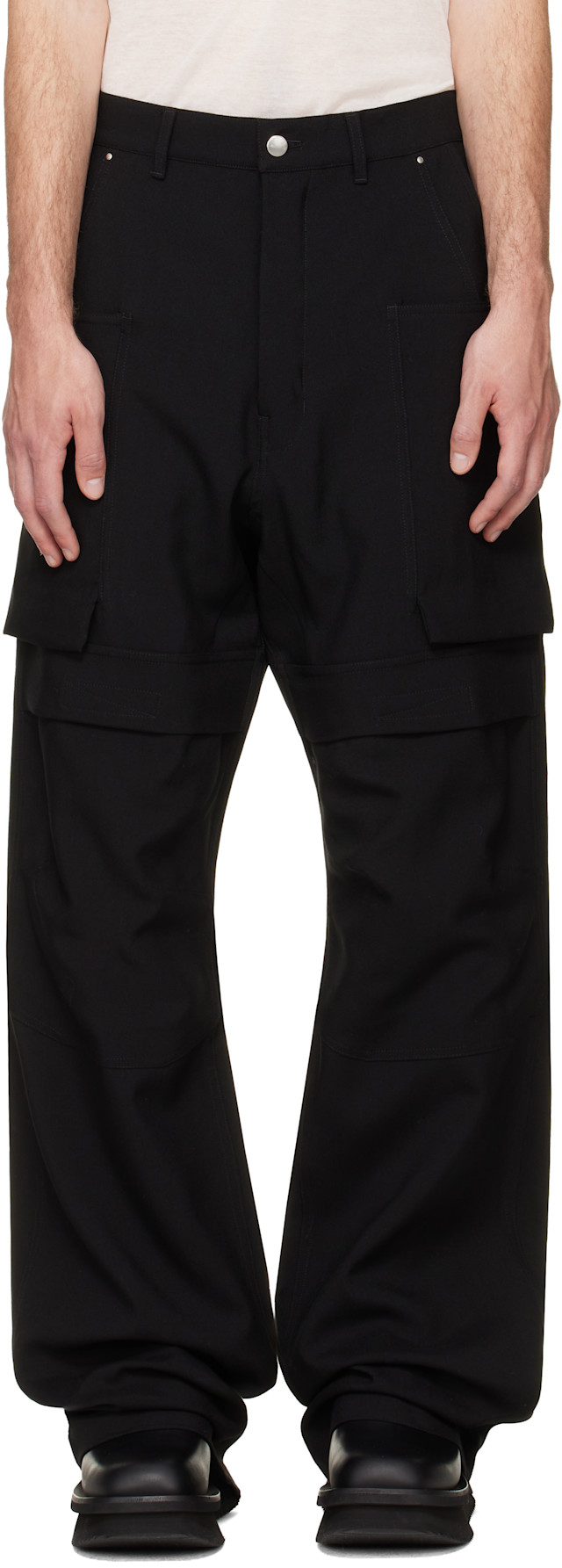 Rick Owens: Black Tower Stefan Cargo Pants | SSENSE